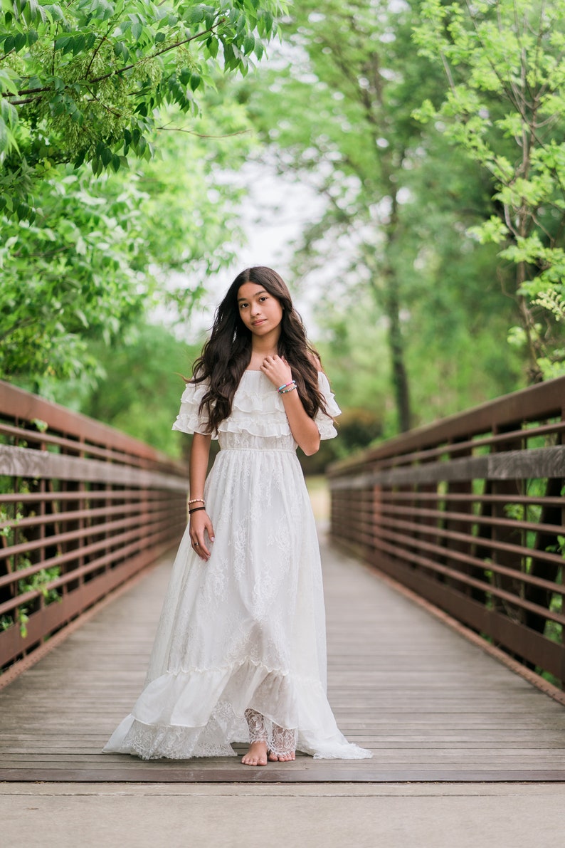 Rustic Tween Lace Dress Vintage Style Flower Girl Dress off - Etsy