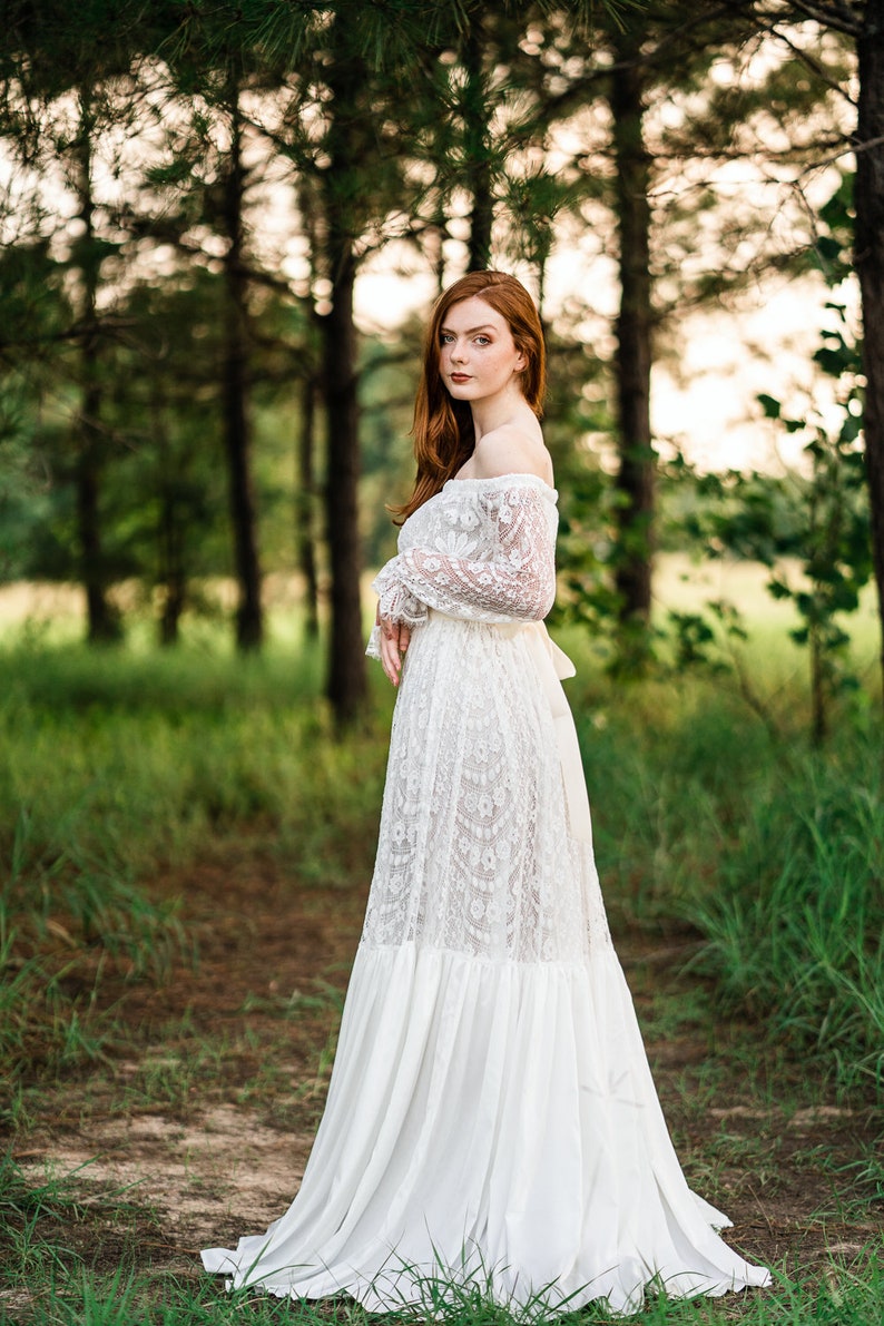 Cottagecore Wedding Dress Rustic Vintage Chic Lace Bridal | Etsy