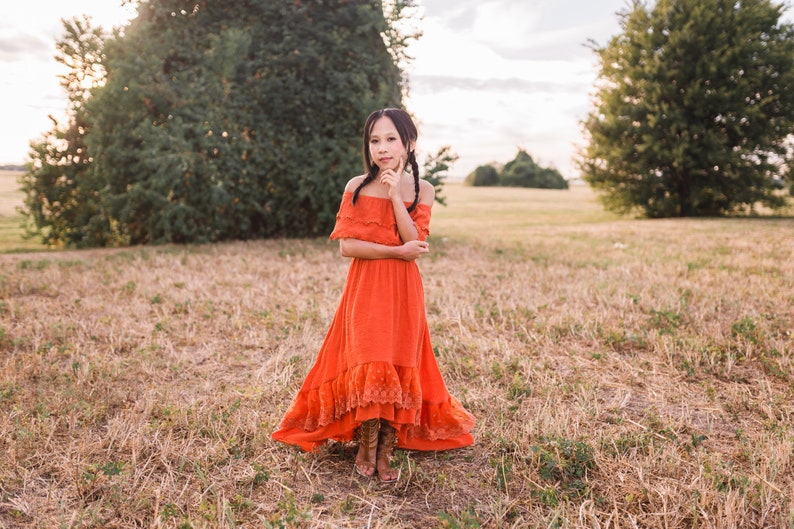 Little Girl Fall Maxi Dress Tween Photoshoot Dress Bohemian - Etsy
