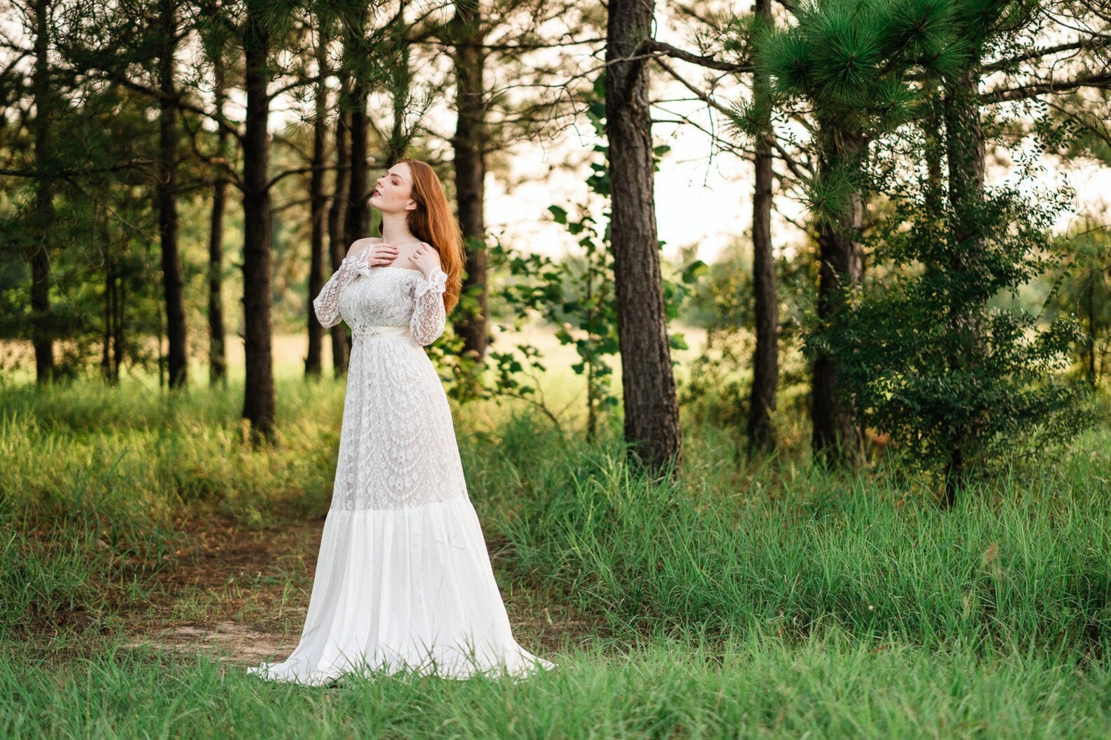 Rustic Lace Wedding Dress Plus Size Wedding Gown Long Flowy | Etsy
