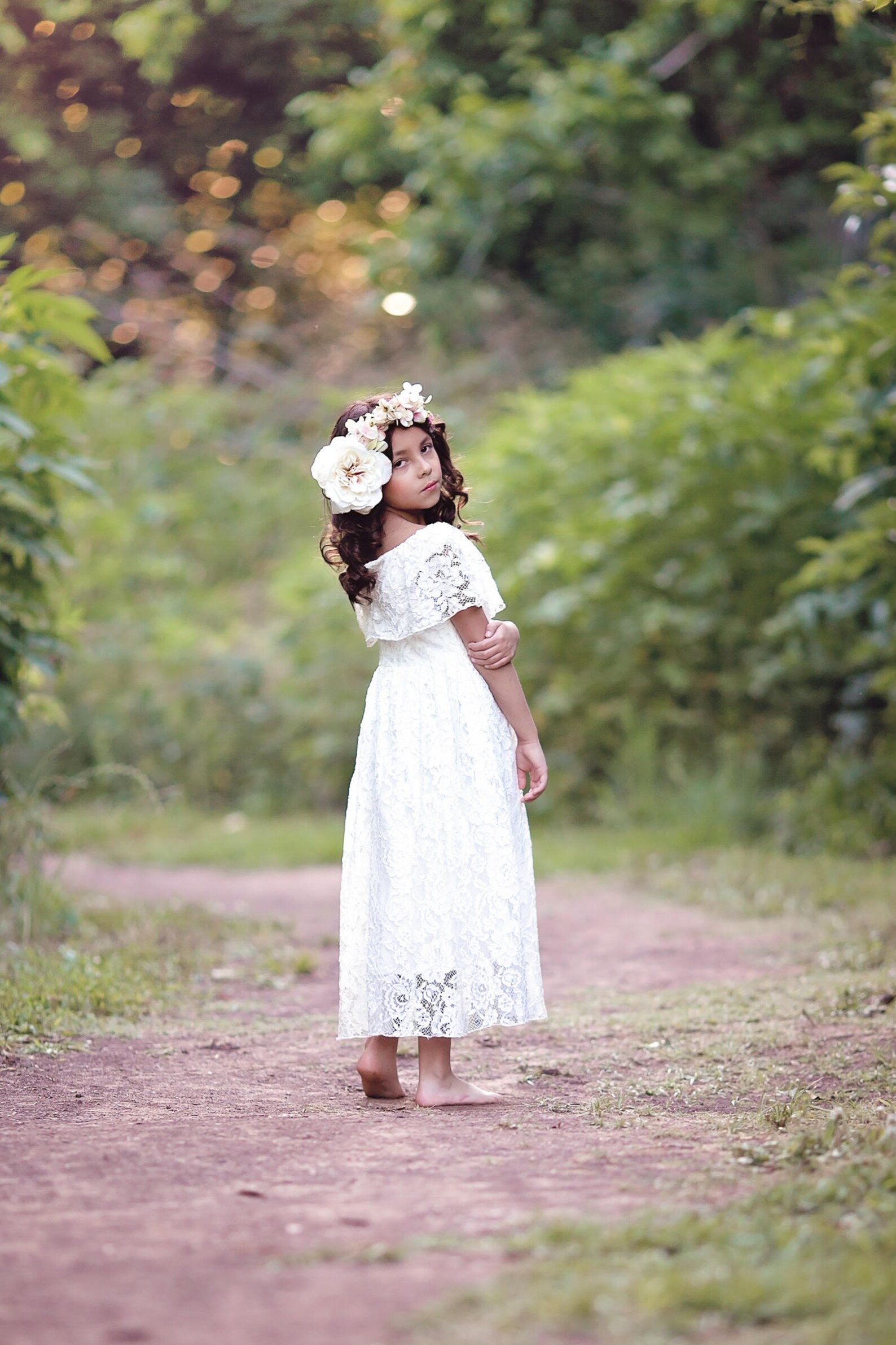 Girls Floral Lace Dress Rustic Flower Girl Dress First | Etsy