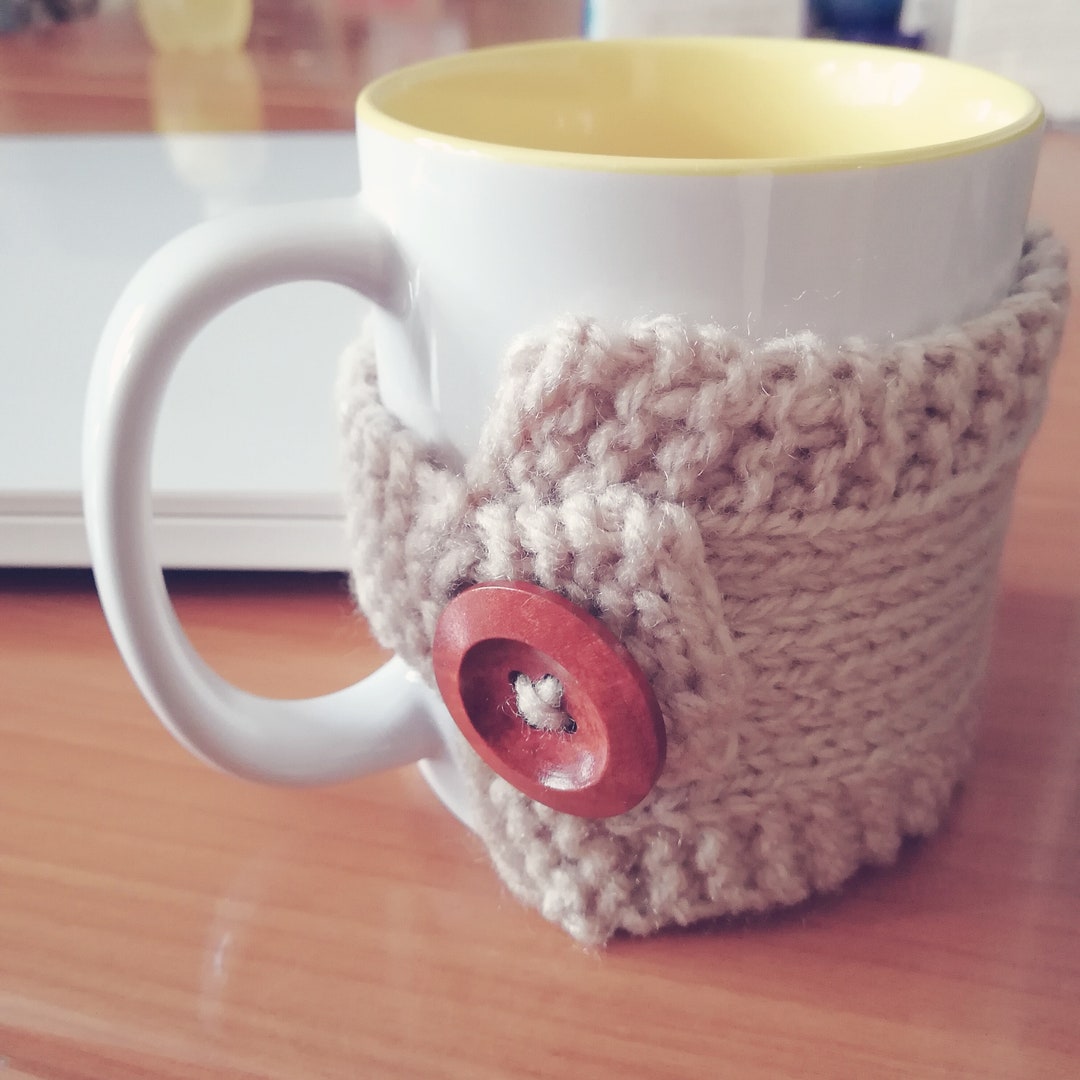 Simple Coffee Mug Cozy Knitting Pattern Tutorial Beginner Level ...