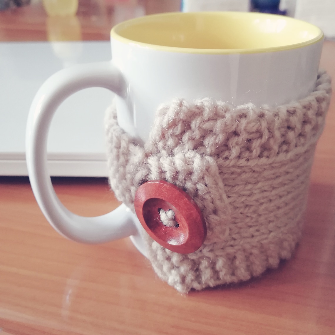 Simple Coffee Mug Cozy Knitting Pattern Tutorial Beginner Level ...