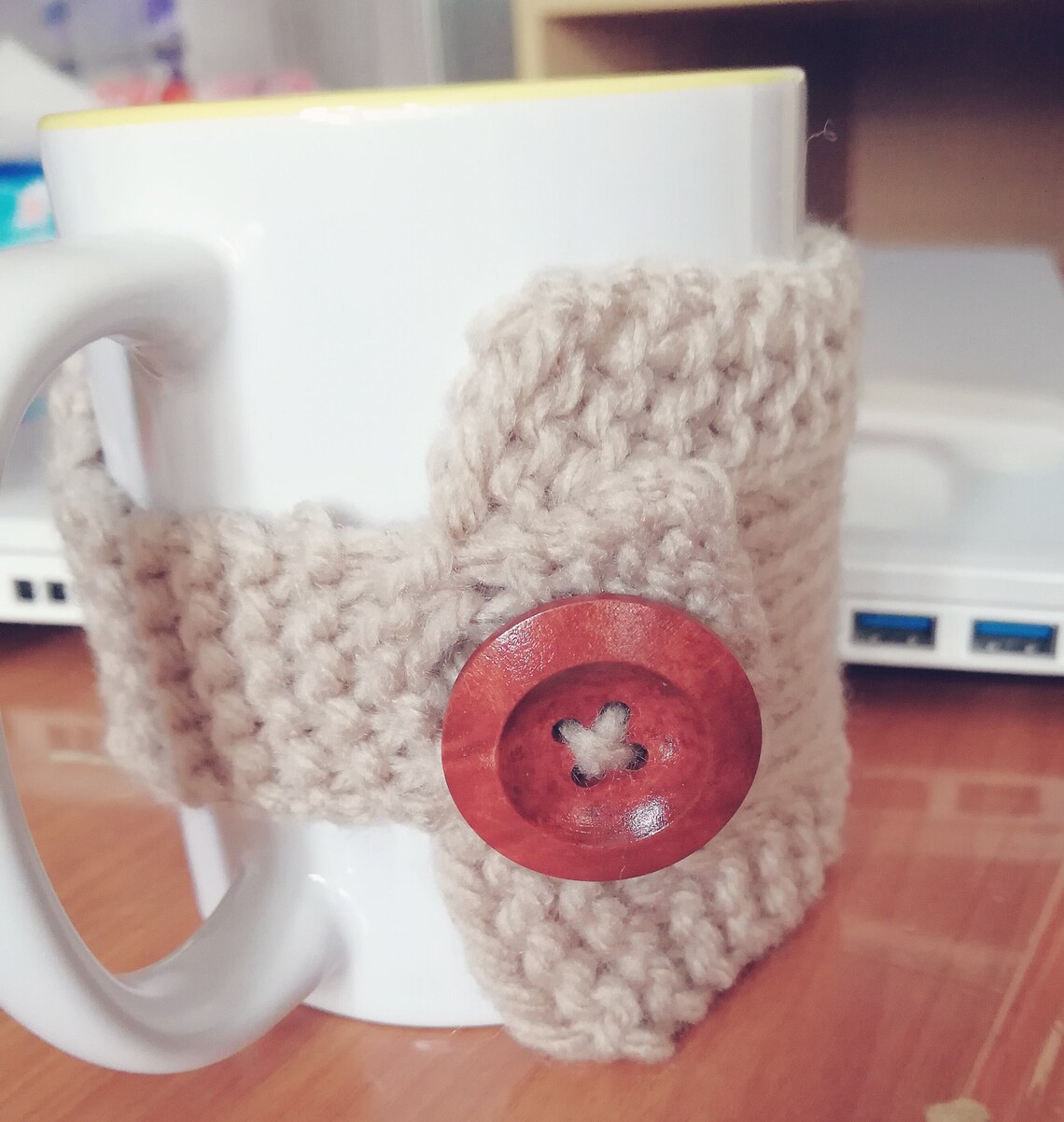 Simple Coffee Mug Cozy Knitting Pattern Tutorial Beginner Level ...
