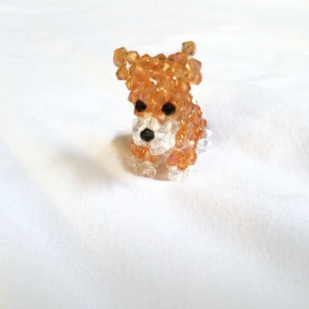 Cute Crystal Beaded Baby Corgi Dog Miniature Figurine, Kawaii Corgi Dog ...