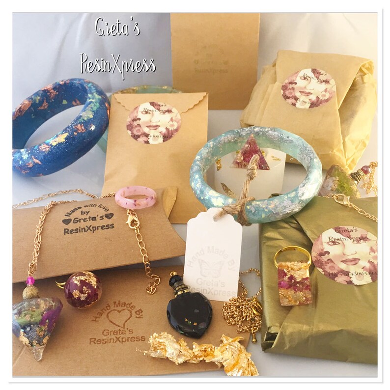 Gold Flake Resin Bangles – Honey-tinted Handmade Jewelry | Two Sizes ...
