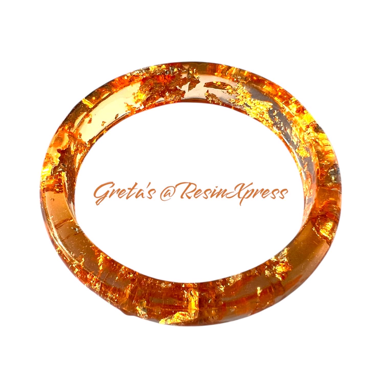 Gold Flake Resin Bangles – Honey-tinted Handmade Jewelry | Two Sizes ...