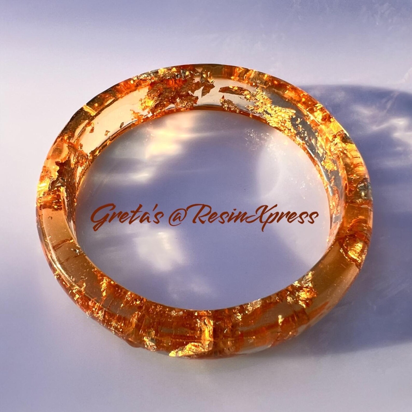 Gold Flake Resin Bangles – Honey-tinted Handmade Jewelry | Two Sizes ...