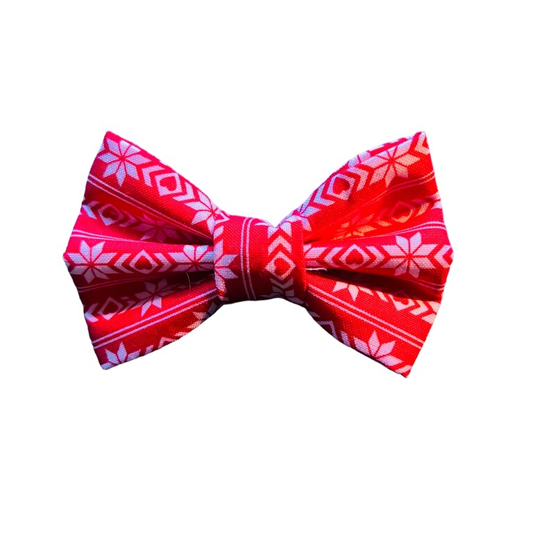 Christmas Dog Bow Tie in Red Nordic Star Design - Etsy