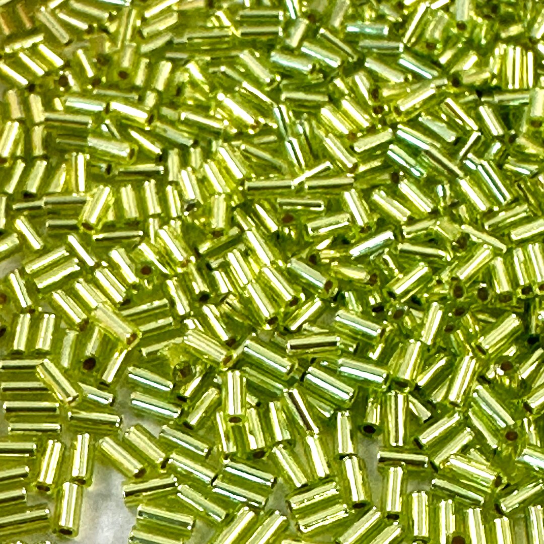 Miyuki Bugles Beads 3mm Silver Lined Chartruse 9.5 Grams Sewing ...