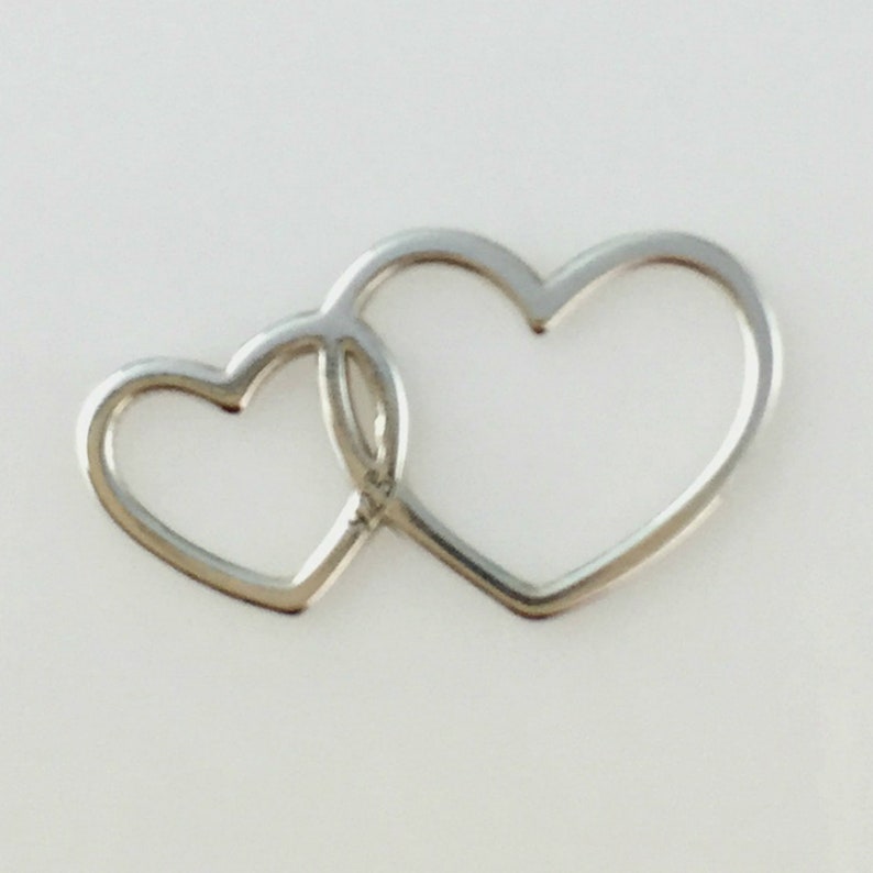 2 Sterling Silver Double Heart Charms | Etsy