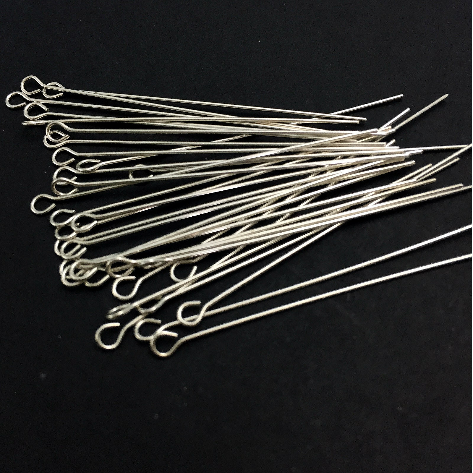 20 Sterling Silver Eye Pins 25mm 38mm Findings - Etsy