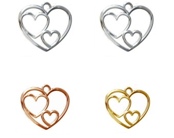 Triple Heart Pendant | Etsy