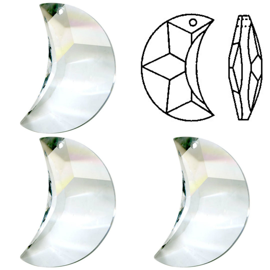 2 Swarovski 6722 Moon Pendant 16mm 20mm 30mm Crystal - Etsy