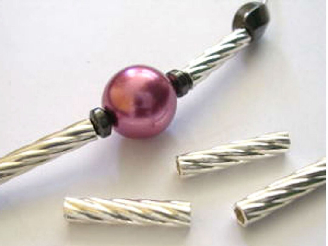 10 Sterling Silver Tube Beads 3x15mm Twisted Tube Beads for Jewellery ...