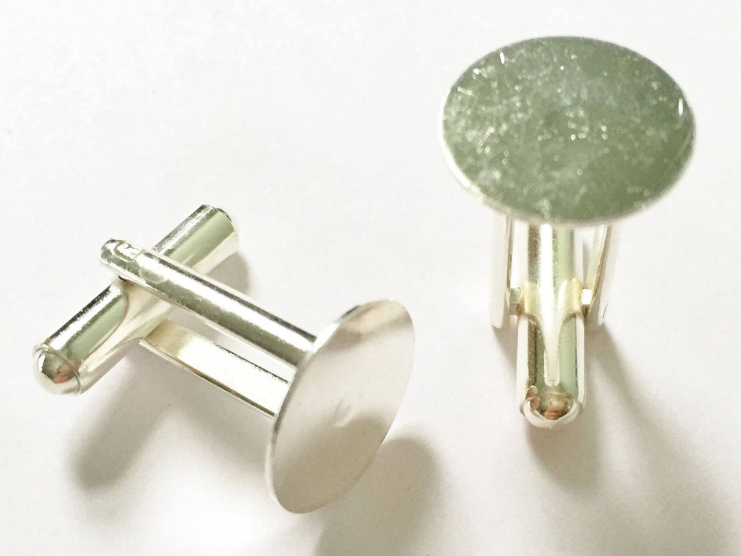 10 Silver Plated Cufflink Blanks, Flat Pad Cufflink Blanks 13mm - Etsy