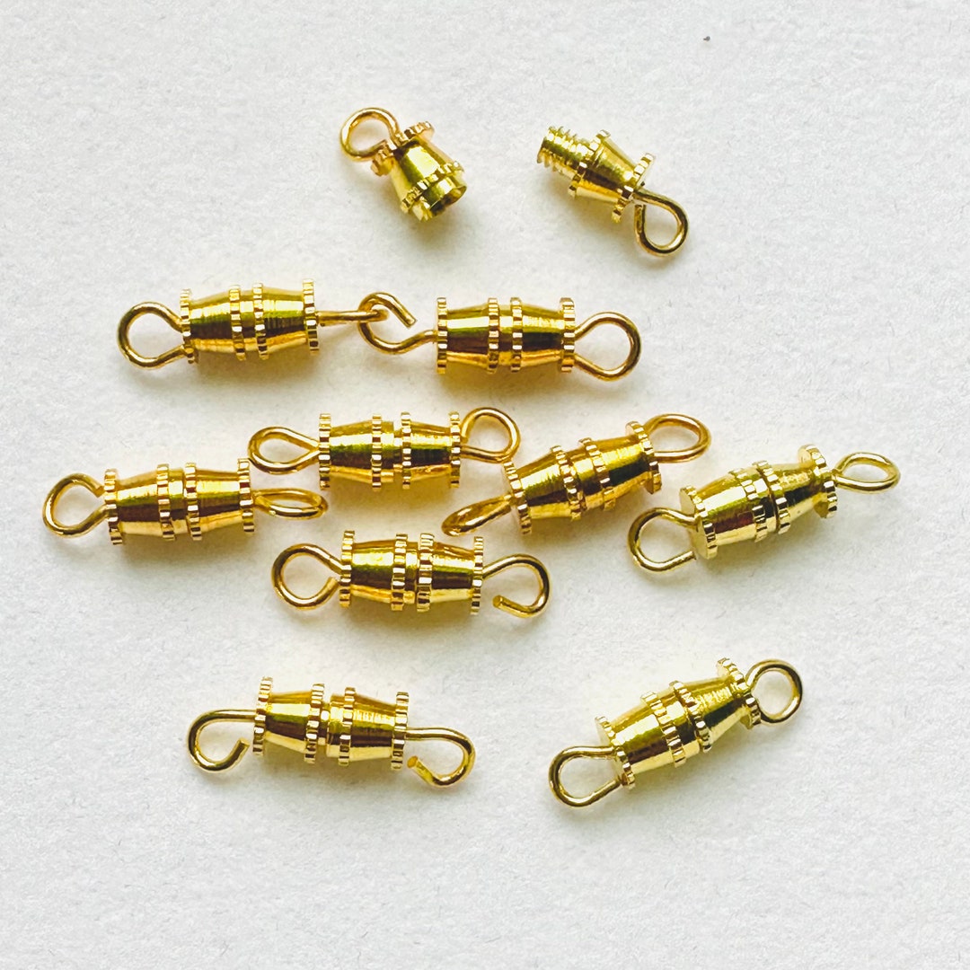 20 Gold Plated Barrel Screw Clasps 14x3mm - Etsy