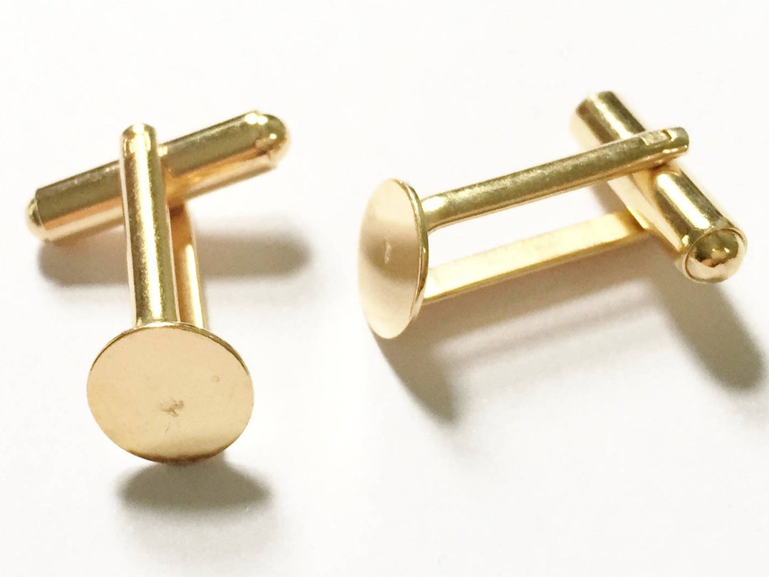 10 Angled Flat Pad Cufflink Blanks 22ct Gold Plated 9mm - Etsy