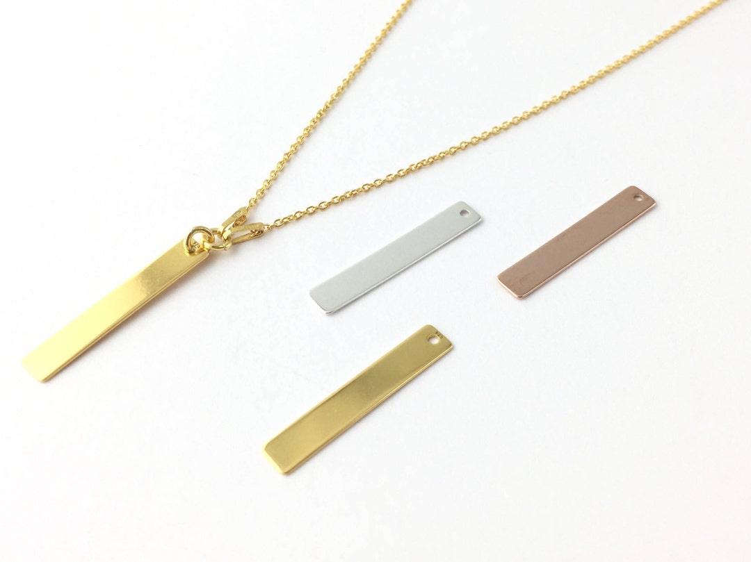 Sterling Silver Vertical Bar Plate Pendant for Stamping or Engraving ...