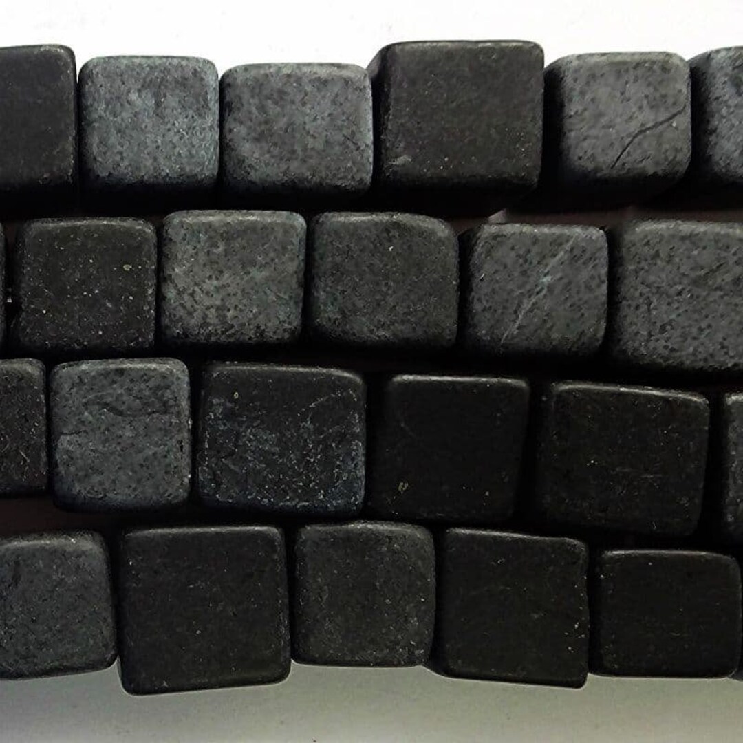 16'' Natural Black Stone Cube Beads 6mm 8mm Gemstone Beads - Etsy