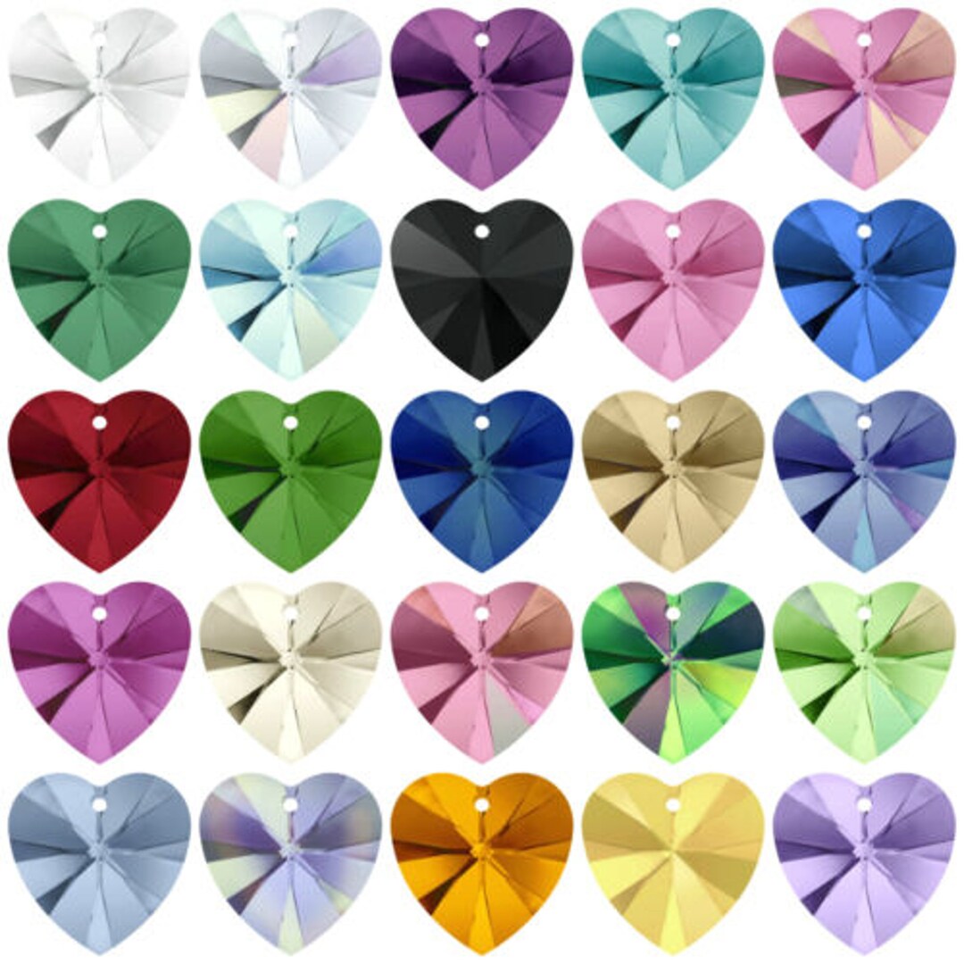 10 Swarovski 6228 Crystal Heart Pendants, 14mm Heart Pendants - Etsy