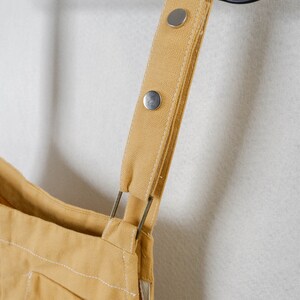 Yellow Overalls Unisex Linen Jumpsuits Garden Romper With Pockets ...