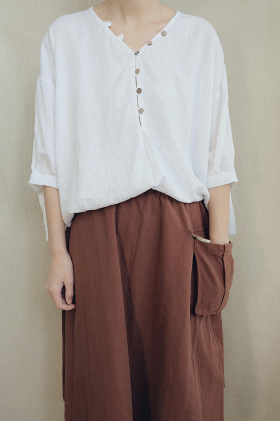 Women Simple Linen Summer Clothing Button Blouse Comfortable - Etsy