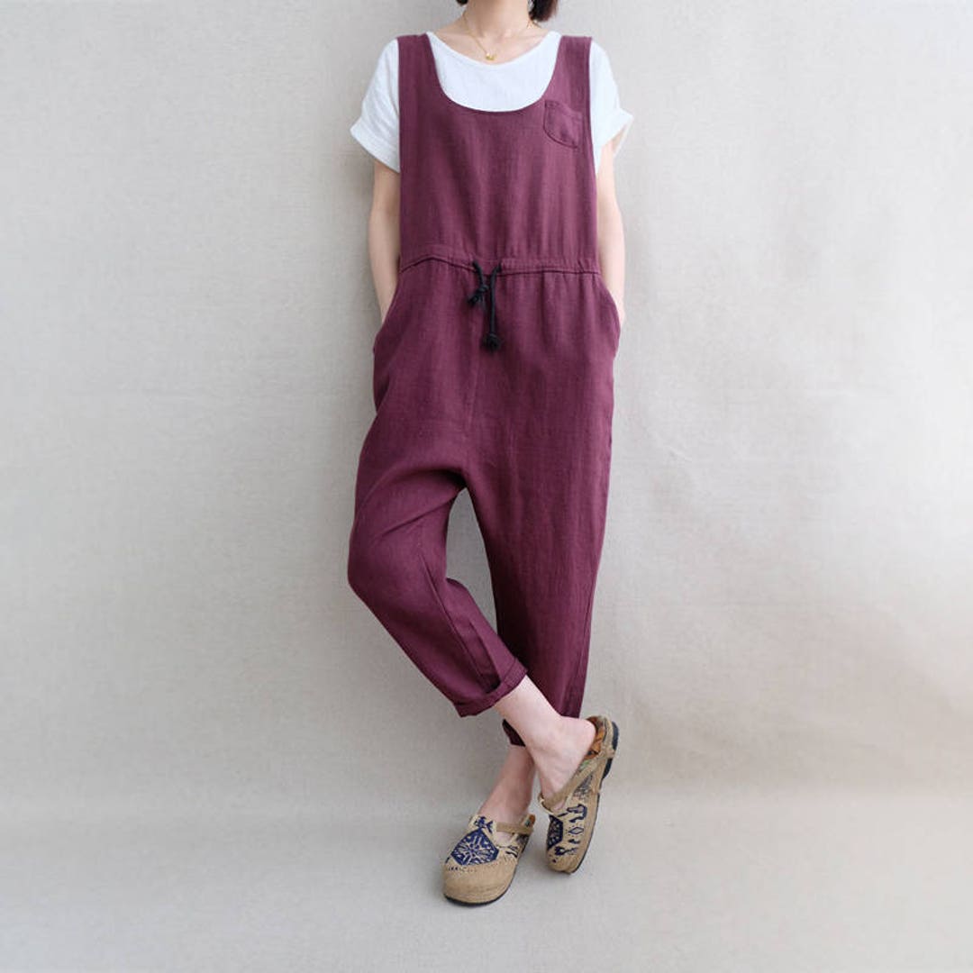 Soft Linen Overalls: Women's Harem Jumpsuit - Etsy