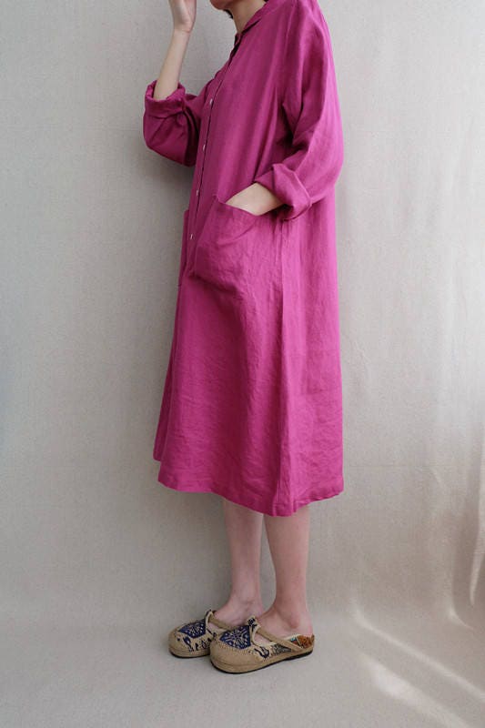 Women Casual Tunic Shirt Dress Summer Linen Simple Dress | Etsy