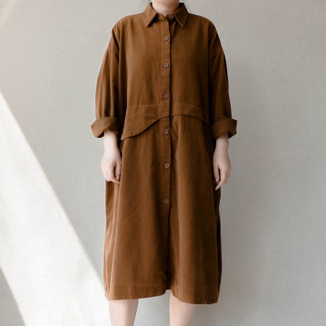 Long Cotton Duster for Women Kimono Long Sleeves Coat Tan - Etsy