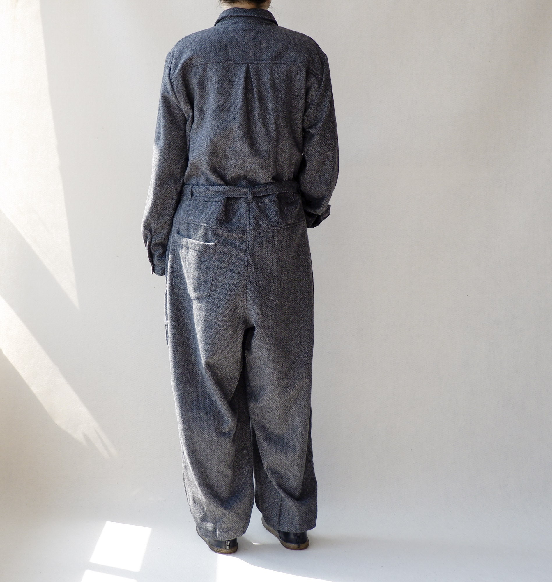 Wool Wide Leg Wrap Jumpsuits Winter, Vintage Wool Romper, Loose Fit ...