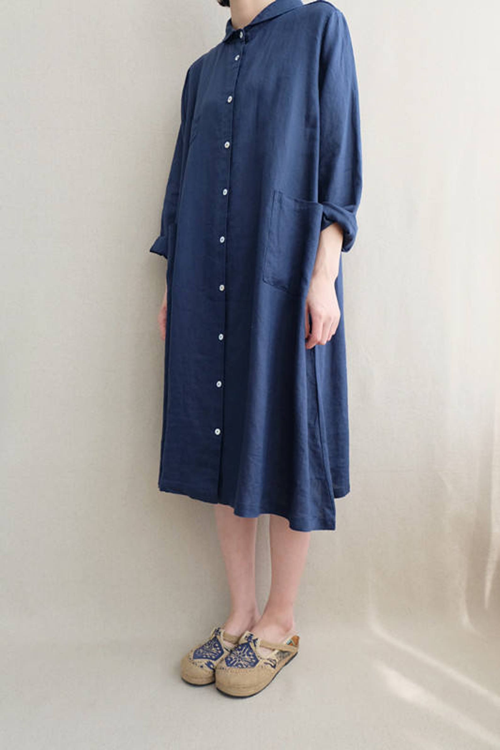 Women Casual Tunic Shirt Dress Summer Linen Simple Dress | Etsy