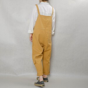 Yellow Overalls Unisex Linen Jumpsuits Garden Romper With Pockets ...