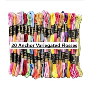 20 Anchor Variegated Shades Cotton Cross Stitch Embroidery Threads ...