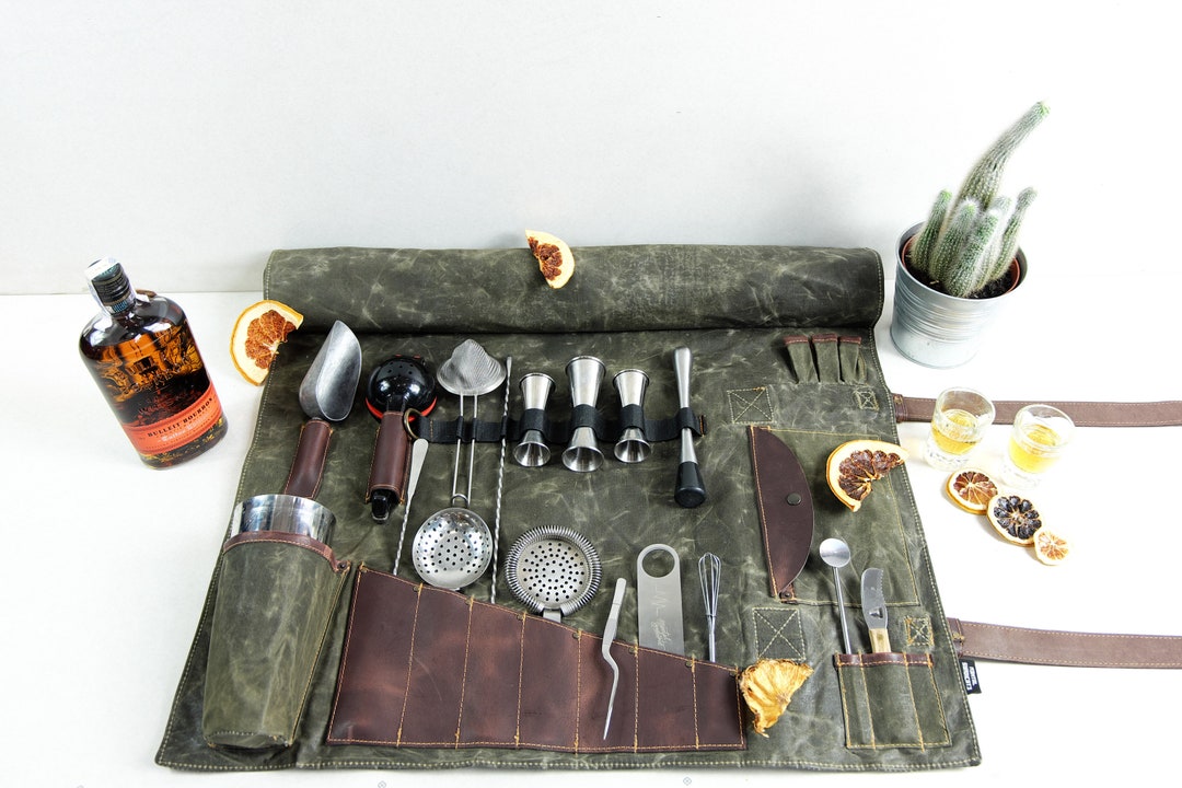 Bartender Bag, Personalized Bartender Accessories Bag, Hand Waxed ...