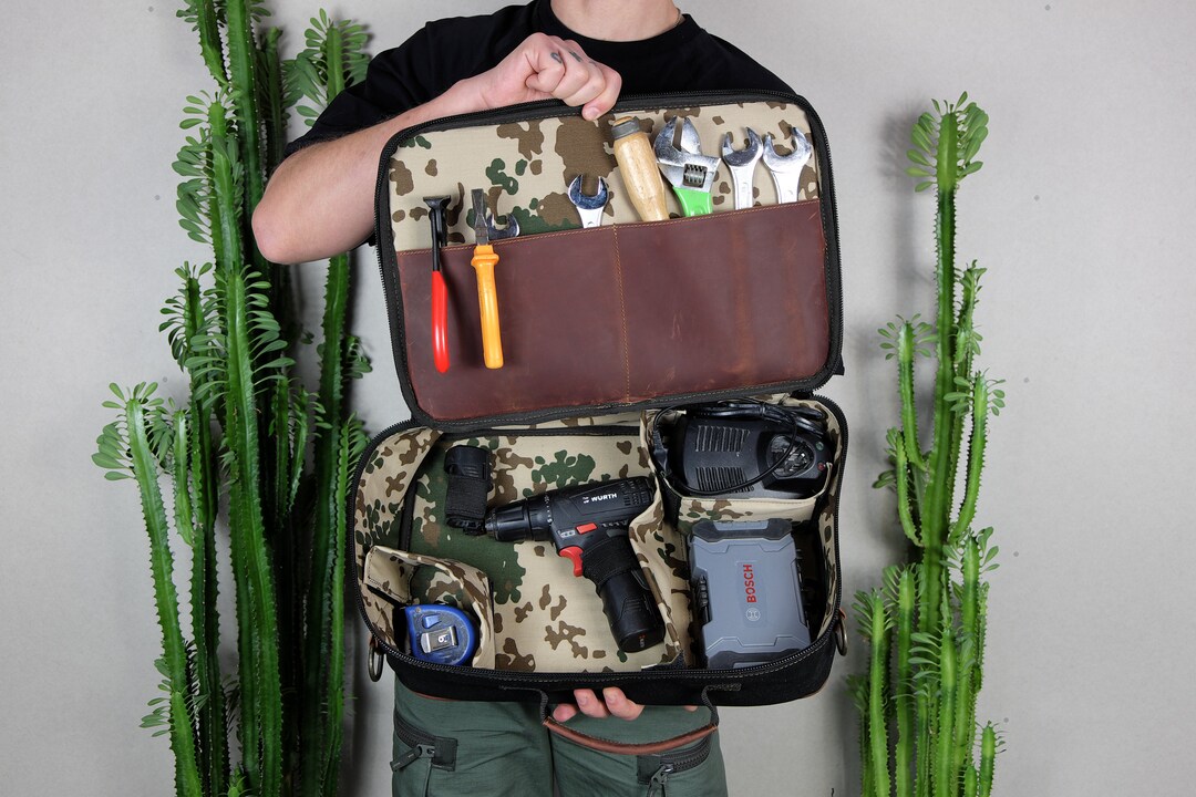 Laptop Tool Case, Cross Body Tool Bag, Waterproof Waxed Canvas, Camo ...