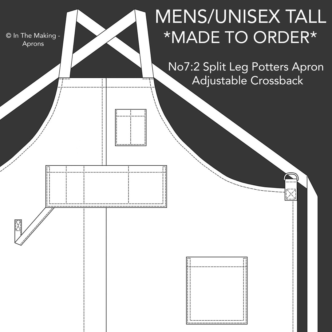 Men's Split Leg Pottery Aprons, Adjustable Crossback. Unisex/tall Size ...