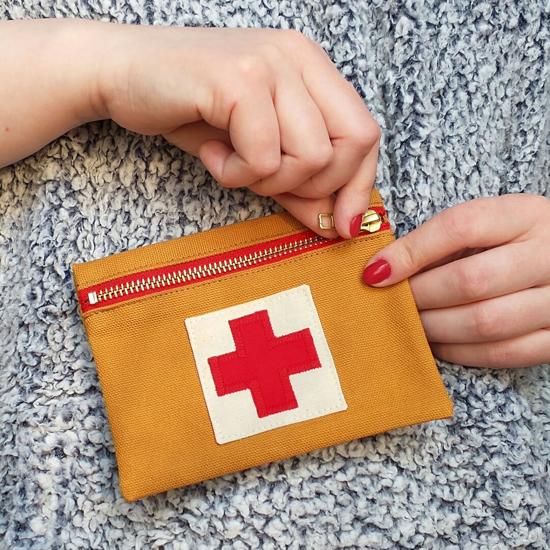 Mini First Aid Bag, Handmade and Hand Appliquéd Using Upcycled Fabrics ...