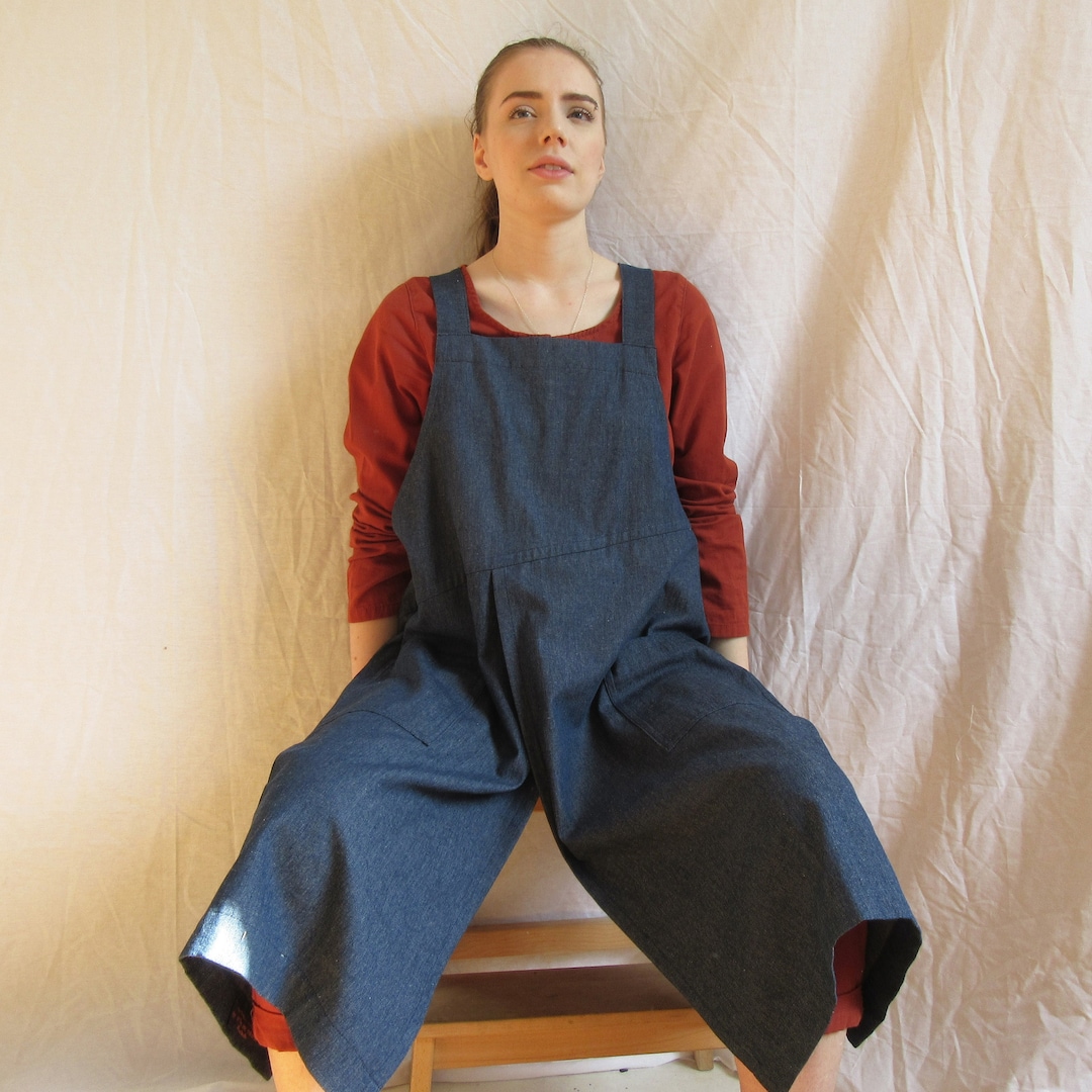 Denim Split Leg Apron: Adjustable Crossback, Potters/artist Workwear - Etsy