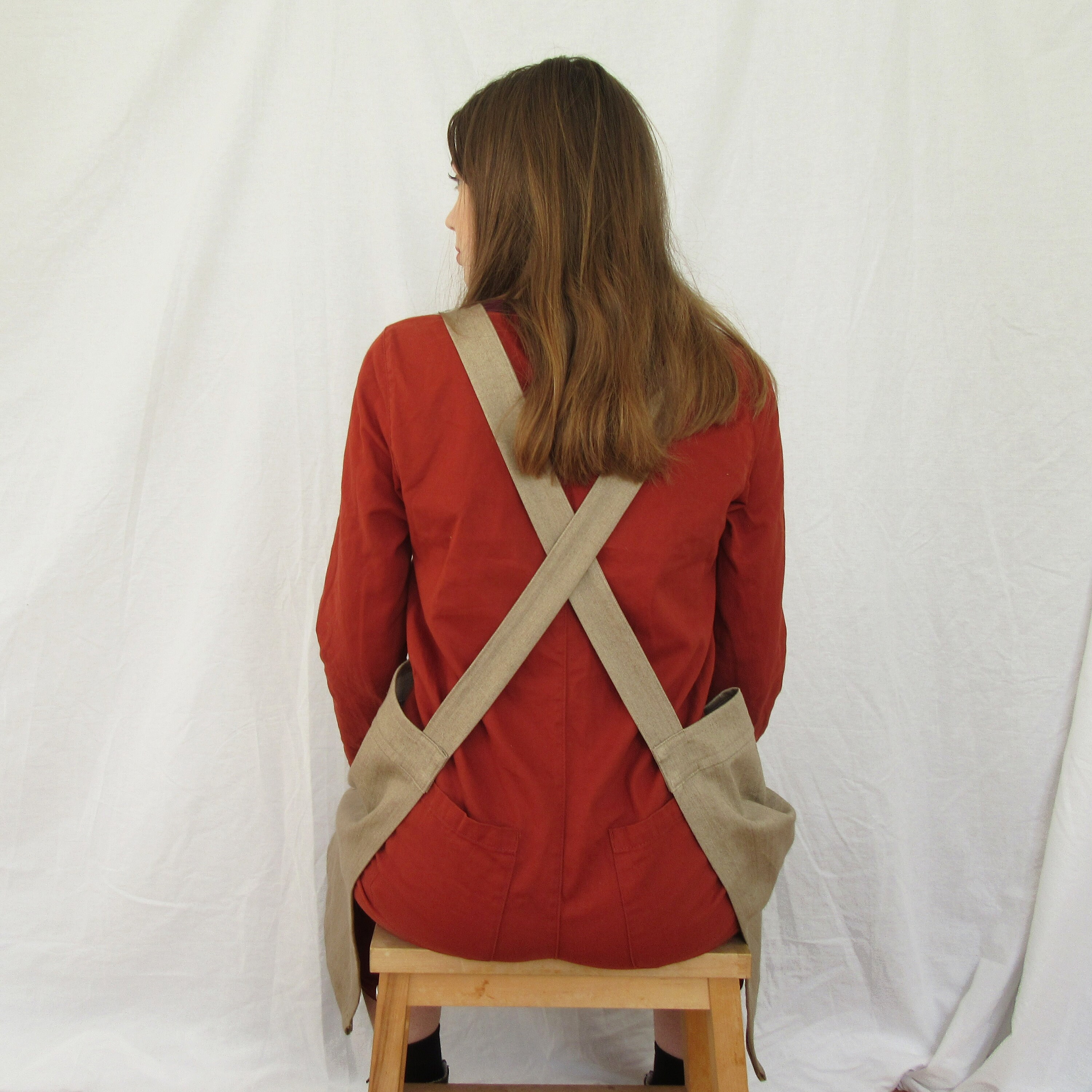 PETITE SIZE Pottery Apron With Split Leg Skirt, Crossback Design, 3 Big ...