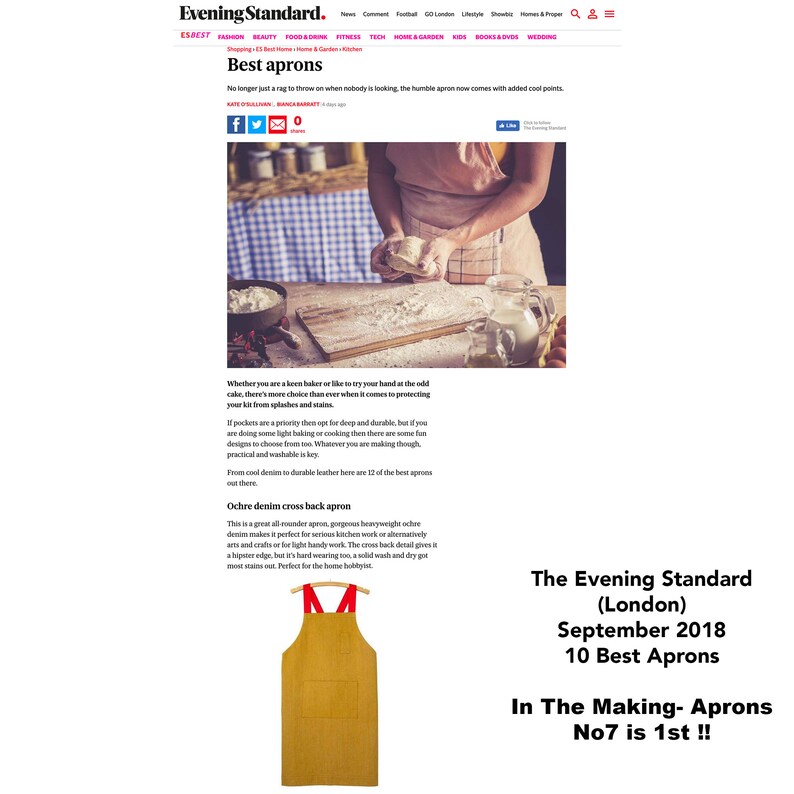 Ochre Heavyweight Denim Apron. Crossback Design With Red Adjustable ...