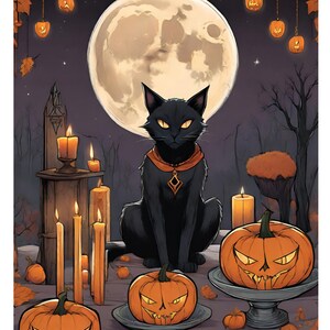Halloween Digital Download: Spooky Black Cat, Jack O'lantern, and Full ...