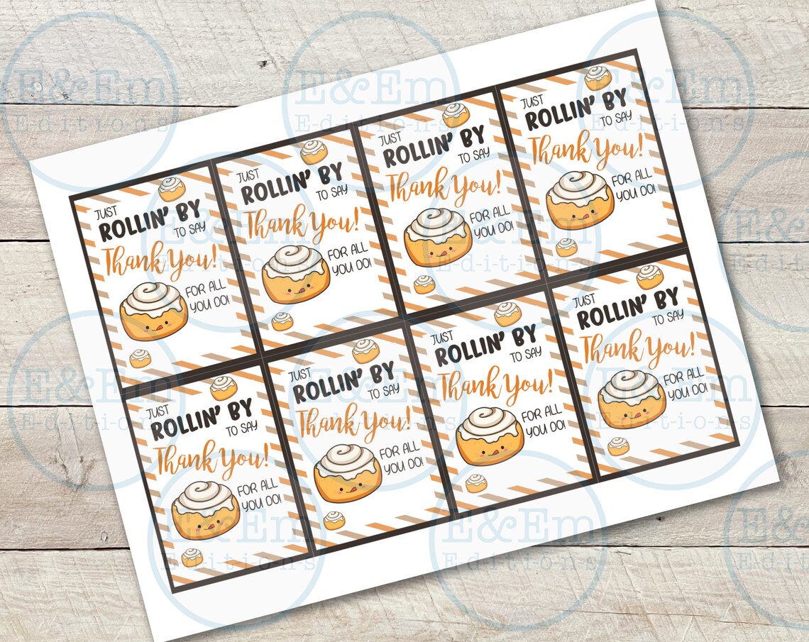 Teacher Appreciation Cinnamon Roll Tags | Just Rollin by | Cinnamon ...