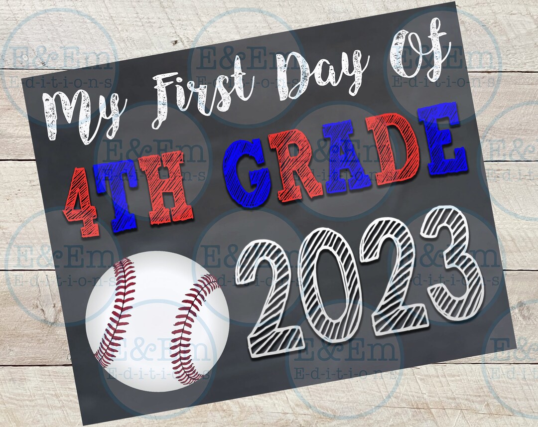 First Day of Fourth Grade Sign, First Day of 4th Grade Sign, First Day ...