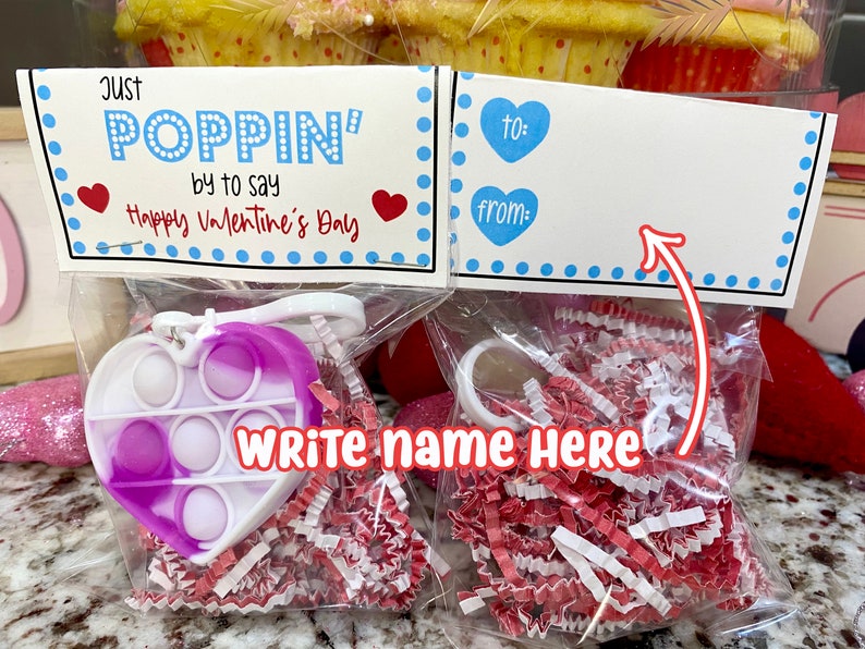 Valentine's Day Pop It Treat Bag Topper School Just - Etsy