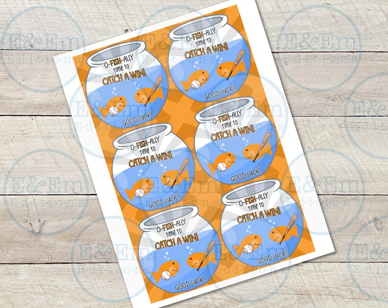 Baseball Good Luck Tags O-fish-ally Catch A Win Baseball - Etsy