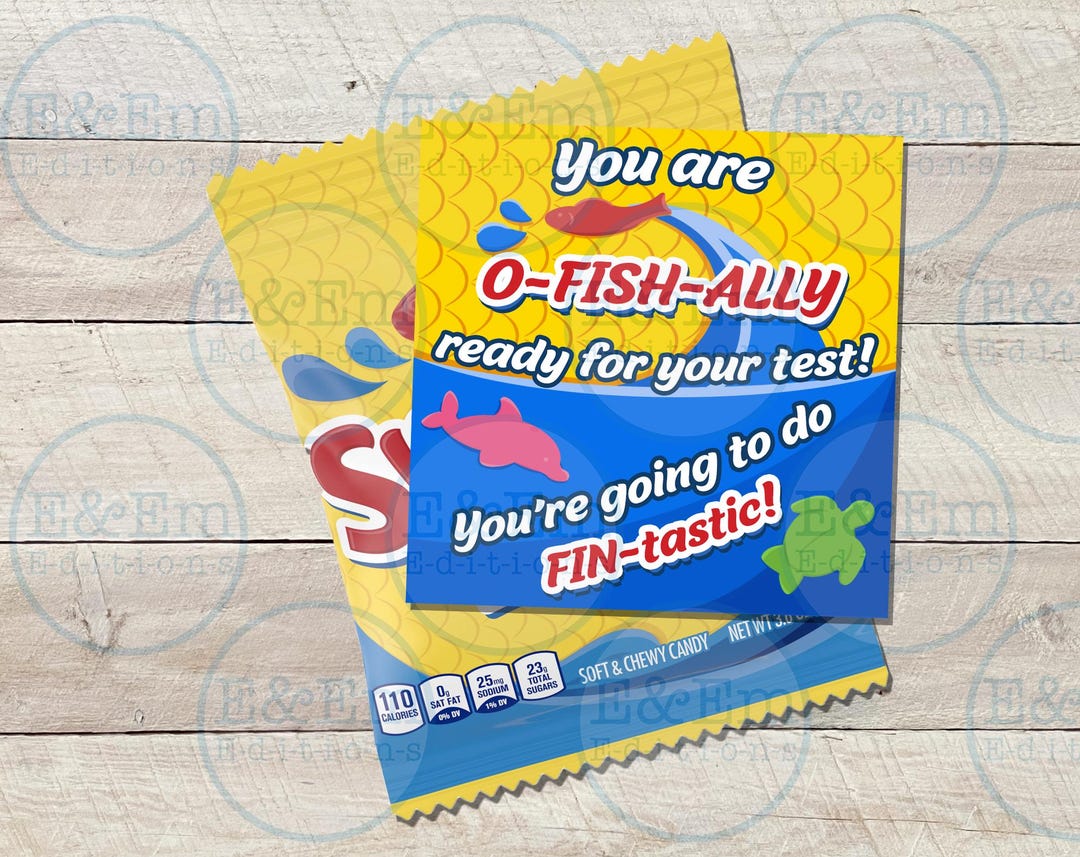 Test Day Good Luck Tags | O-fish-ally Ready for Your Test | Fish Candy ...