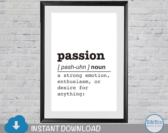 Passion Definition Print Wall Art Quote Wall Decor | Etsy