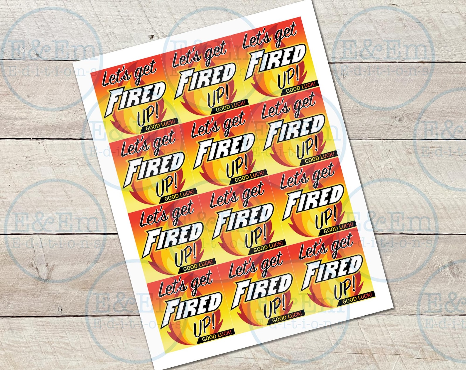 Lets Get Fired up Good Luck Tags | Sports Competition Treat Labels ...