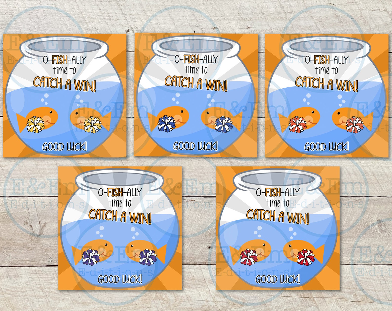 Cheerleading Good Luck Tags O-fish-ally Catch A Win 5 - Etsy